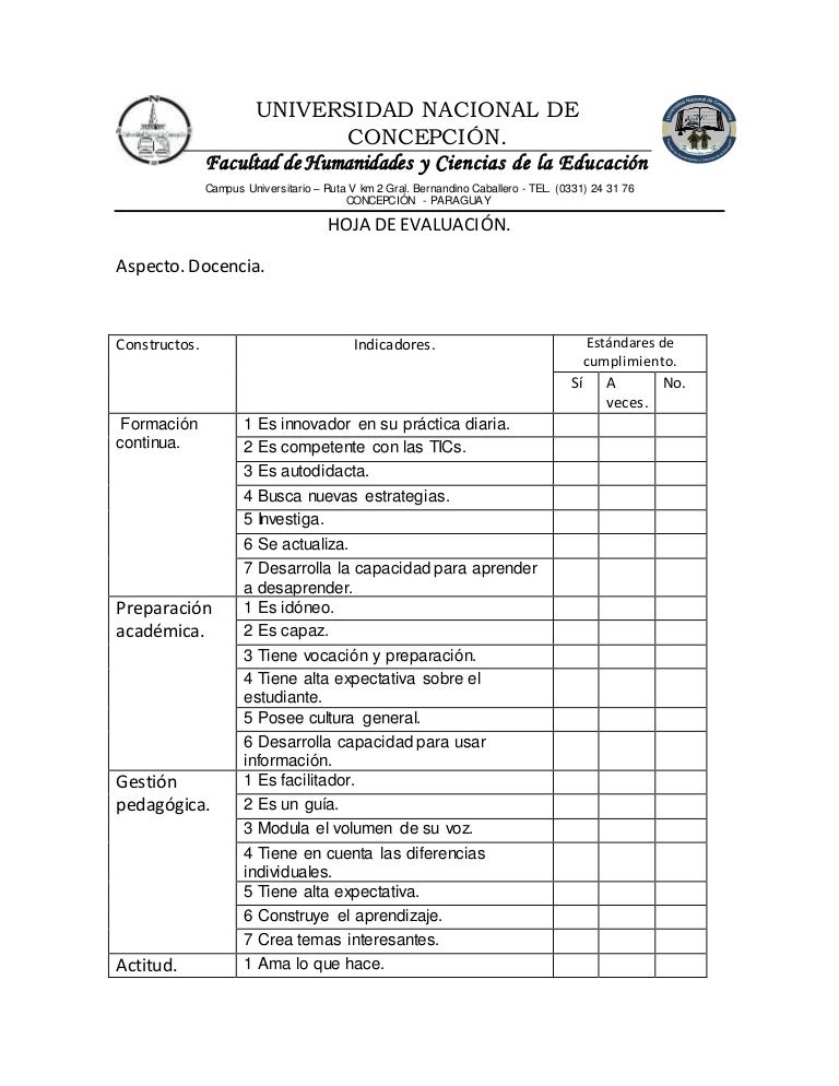 Ejemplo Hoja De Evaluacion De Reunion