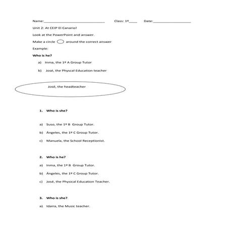 CLIL Science Test Unit 2: At CEIP El Canario | DOC