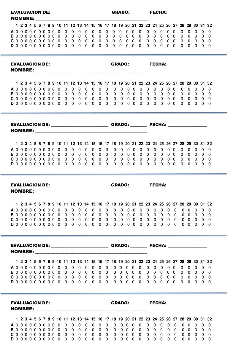 Hoja De Respuestas De Multiplicación