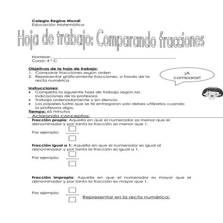 Hojas De Trabajo Para Comparar Fracciones Ejercicios Para Comparar