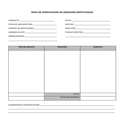 Hoja de verificacion de unidades defectuosas | PDF