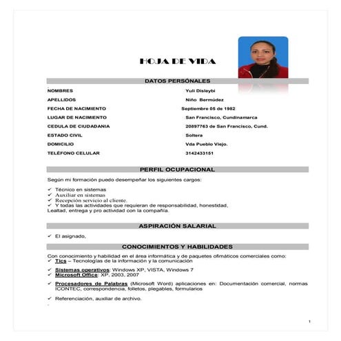 Hoja de vida yuli | PDF