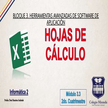 Hojas de calculo c3 .i2 p3. | PPTX | Databases | Computer Software and Applications