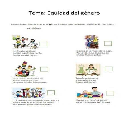 HOJA DE TRABAJO IGUALDAD DE GENERO PRIMARIA | PDF