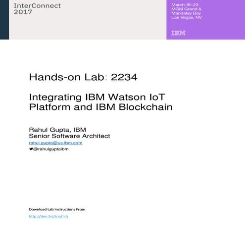 Integrating IBM Watson IoT Platform and IBM Blockchain Instructions | PDF