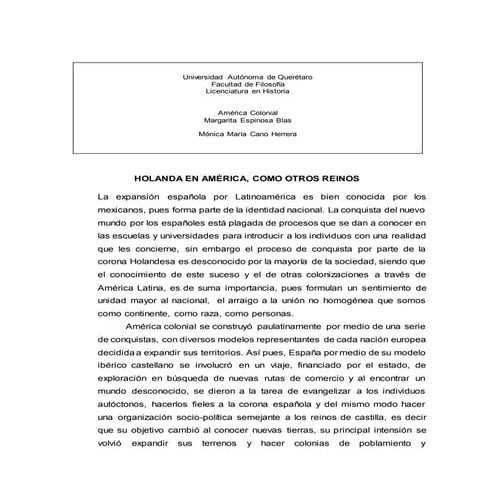 Holanda en américa | DOCX