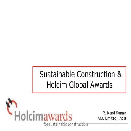 Holcim Award for sustainable construction. | PPT