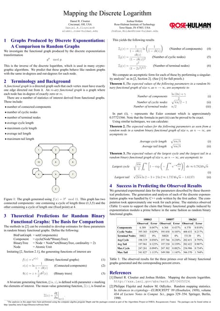 A statistical look at maps of the discrete logarithm | PPT