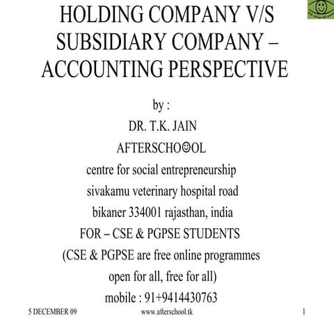 Holding company and subsidiary company – accounting perspective | ODP