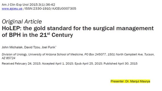 Surgical management of Benign Prostate Obstruction | PPTX
