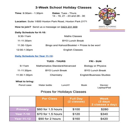 Holiday Classes 2025 (1) Sam's Tutoring.pdf