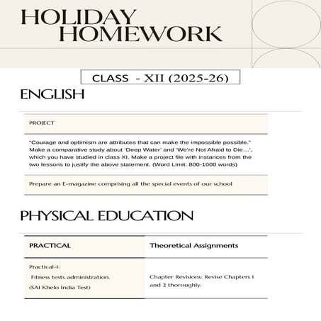 HOLIDAY HOMEWORK CLASS XII-2025-26.pdfff | PDF