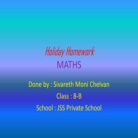 Holiday homework maths (Math Around Us) | PPTX