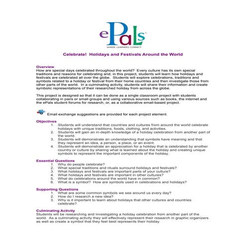 Holidays around the world unit plan | PDF