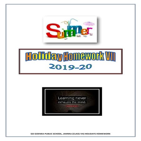 Holidays homework | PDF