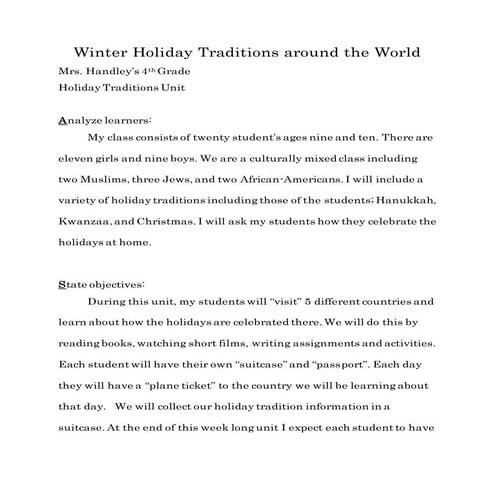 Holiday traditions around the world | DOCX