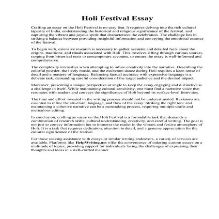 Holi Festival Essay | PDF