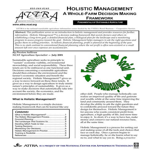 Holistic Management: A Whole-Farm Decision Making Framework | PDF ...