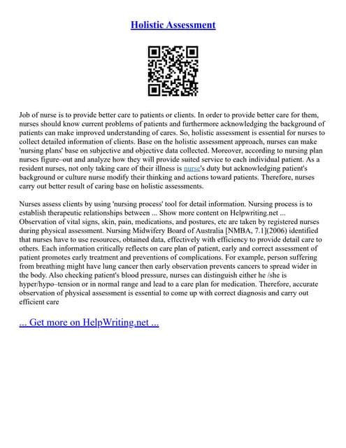 What is holistic nursing care? | PDF | Holistic Health | Alternative ...