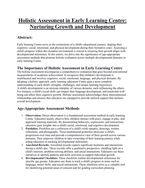 The Importance of Early Childhood Education | PDF