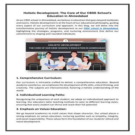 Holistic Development The Core of Our CBSE School's Education in ...