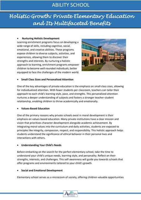 The Importance of Elementary Education for Lifelong Success | PDF