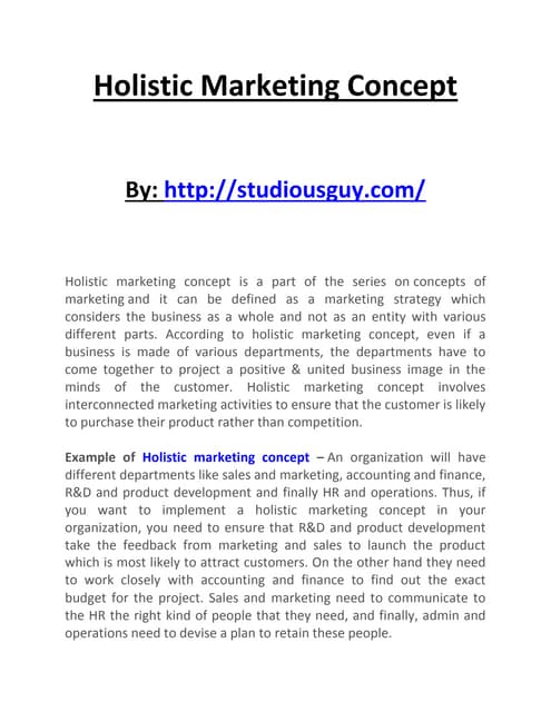 The Importance of Holistic Marketing | PPT