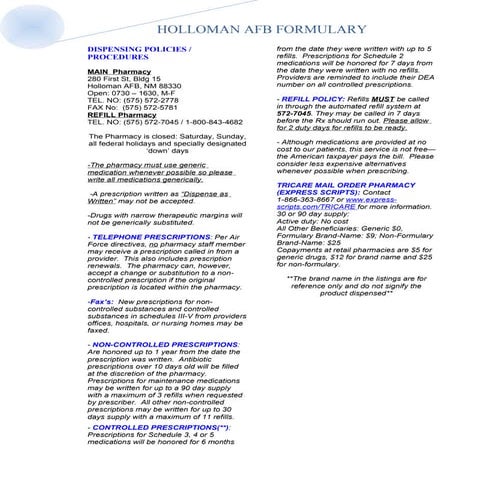 Holloman AFB Formulary | DOC