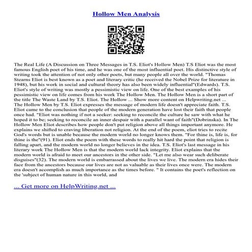 Hollow Men Analysis | PDF