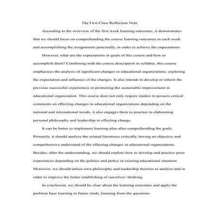 Class Reflection Note - Jan 9 | PDF