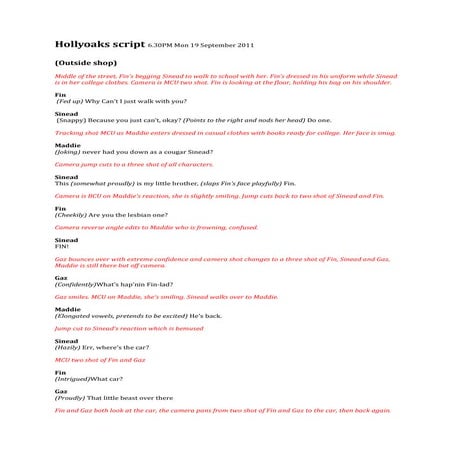 Home and away script example | DOCX