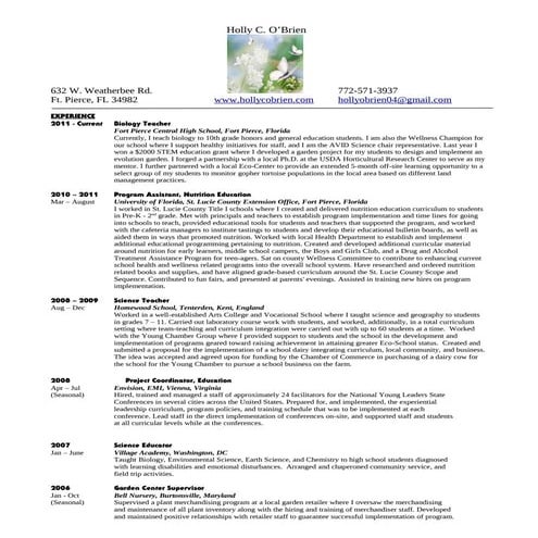 Holly O'Brien Resume | DOC