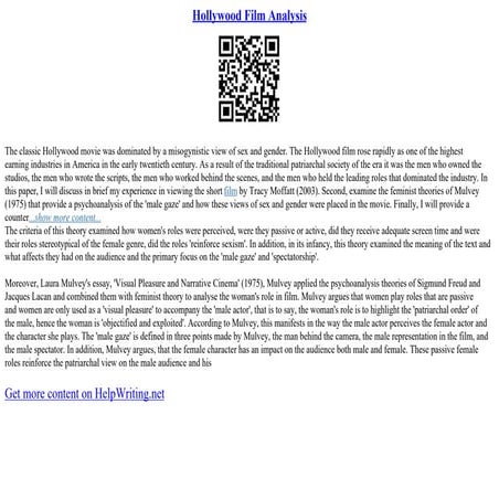 Hollywood Film Analysis | PDF | Movies | Entertainment