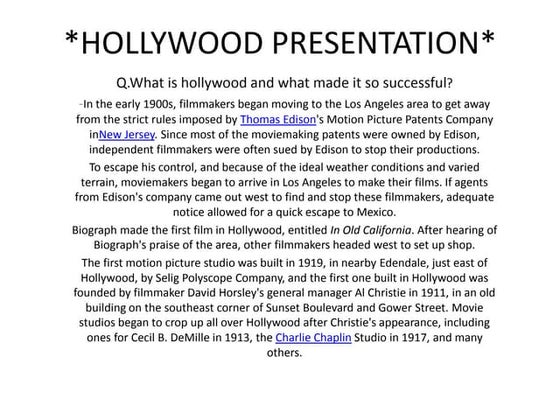 Hollywood presentation | PPT