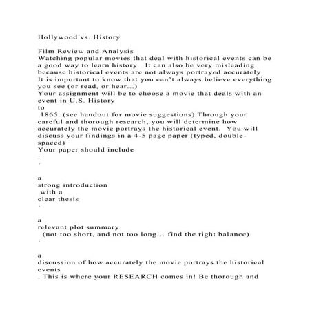Hollywood vs. HistoryFilm Review and AnalysisWatching popular .docx