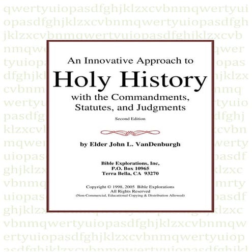 Holy History (Historia Sagrada) - John L. VanDenburgh (inglés) | PDF