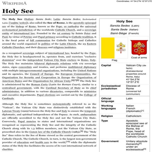 Holy see wikipedia | PDF