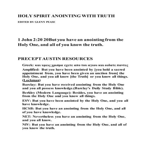 Holy spirit anointing with truth | DOCX