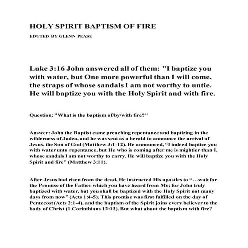 Holy spirit baptism of fire | DOCX | Christianity | Religion & Spirituality