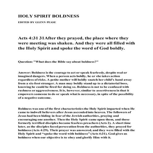 Holy spirit boldness | PDF