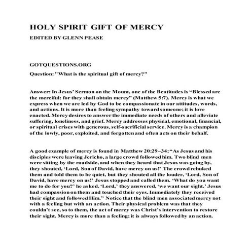 Holy spirit gift of mercy | DOCX