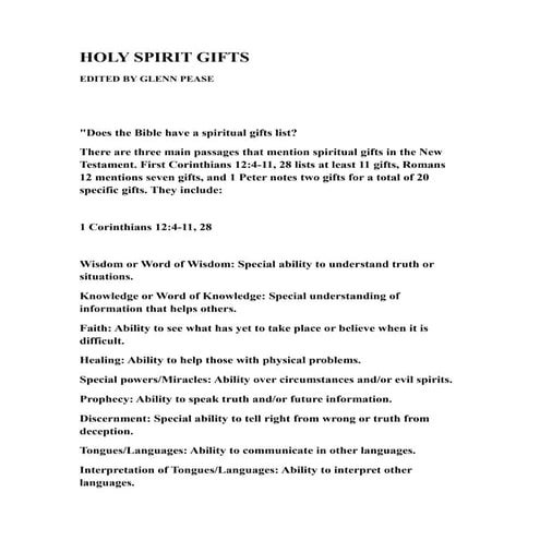 Holy spirit gifts | RTF
