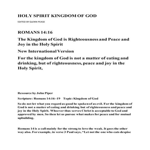 Holy spirit kingdom of god | DOCX