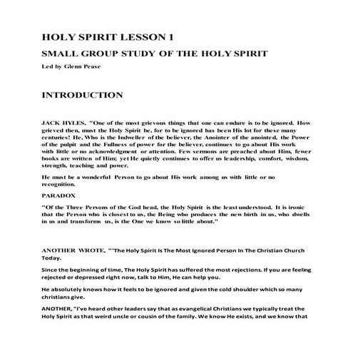 Holy spirit lesson 1 | PDF