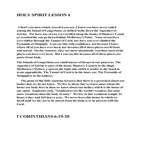 Holy spirit lesson 4 | DOCX | Christianity | Religion & Spirituality