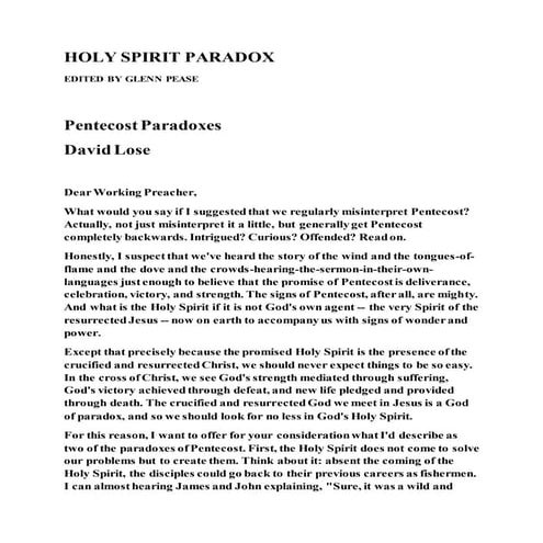 Holy spirit paradox | DOCX