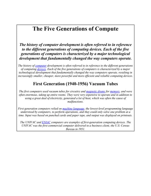 Evolution of Computer | PDF | Computing | Technology & Computing