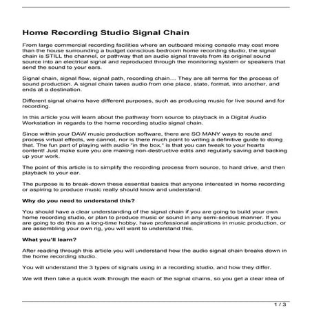 Home Recording Studio Signal Chain | PDF