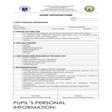 Home-Visitation-Form. elementary visit form ...