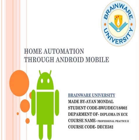 Home automation through android mobile 1 | PPT